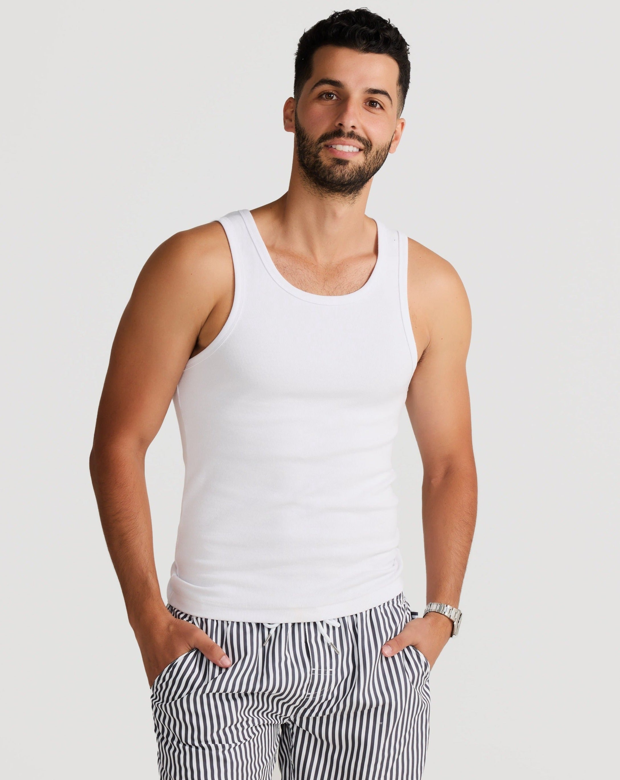 Rib Singlet White – Vacay Swimwear